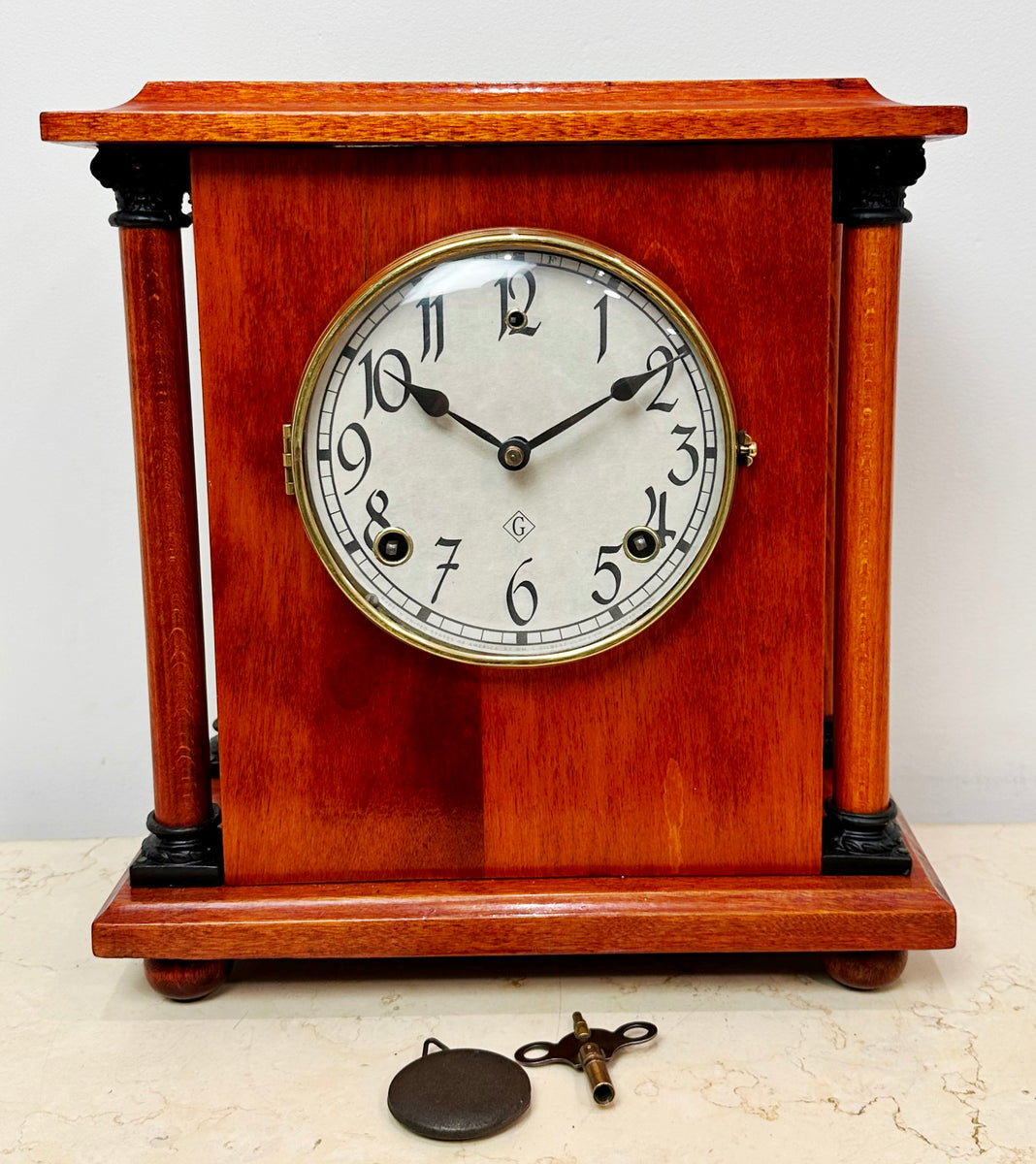 Antique GILBERT U.S.A Bell with Hammer on Coil Chime Mantel Clock ...