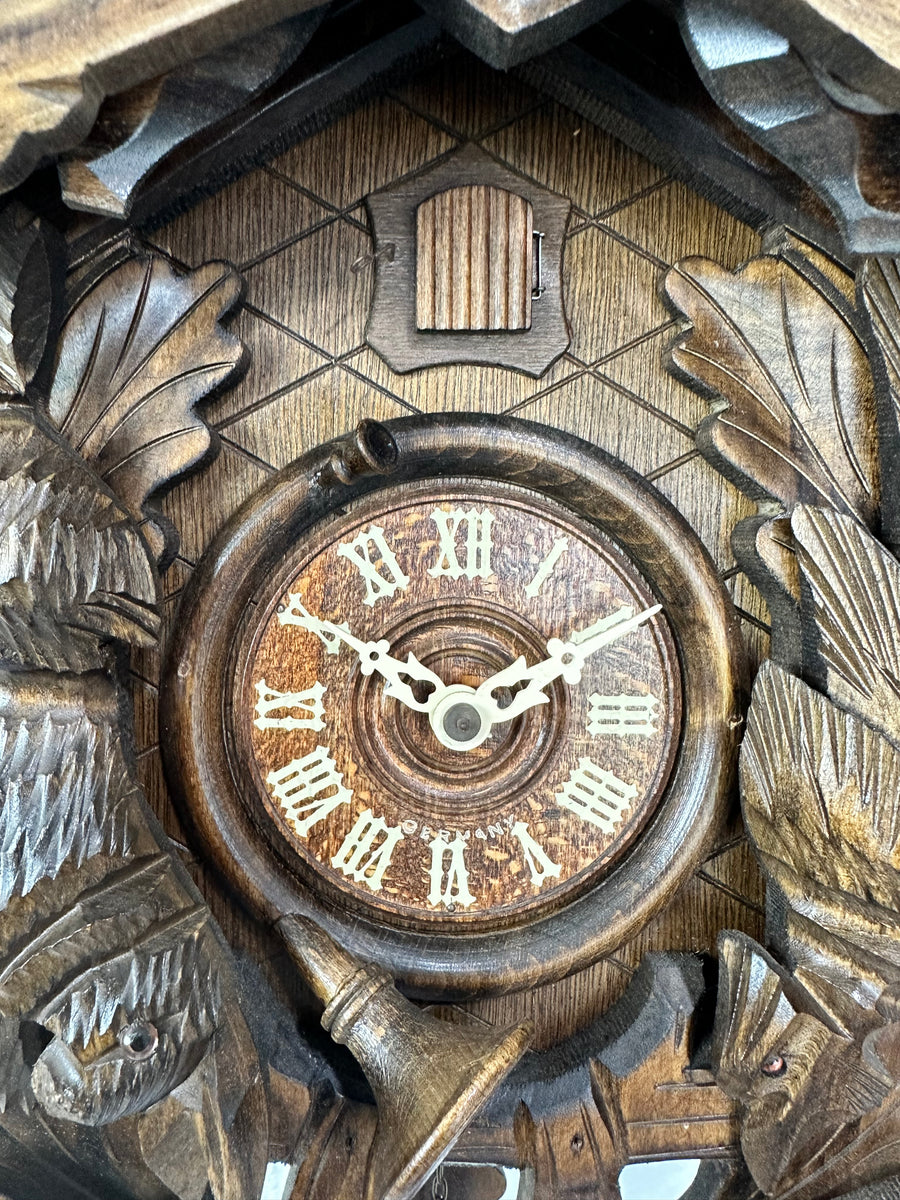 VIntage Black Forest Hunters Musical Bird Chime Cuckoo Wall Clock ...