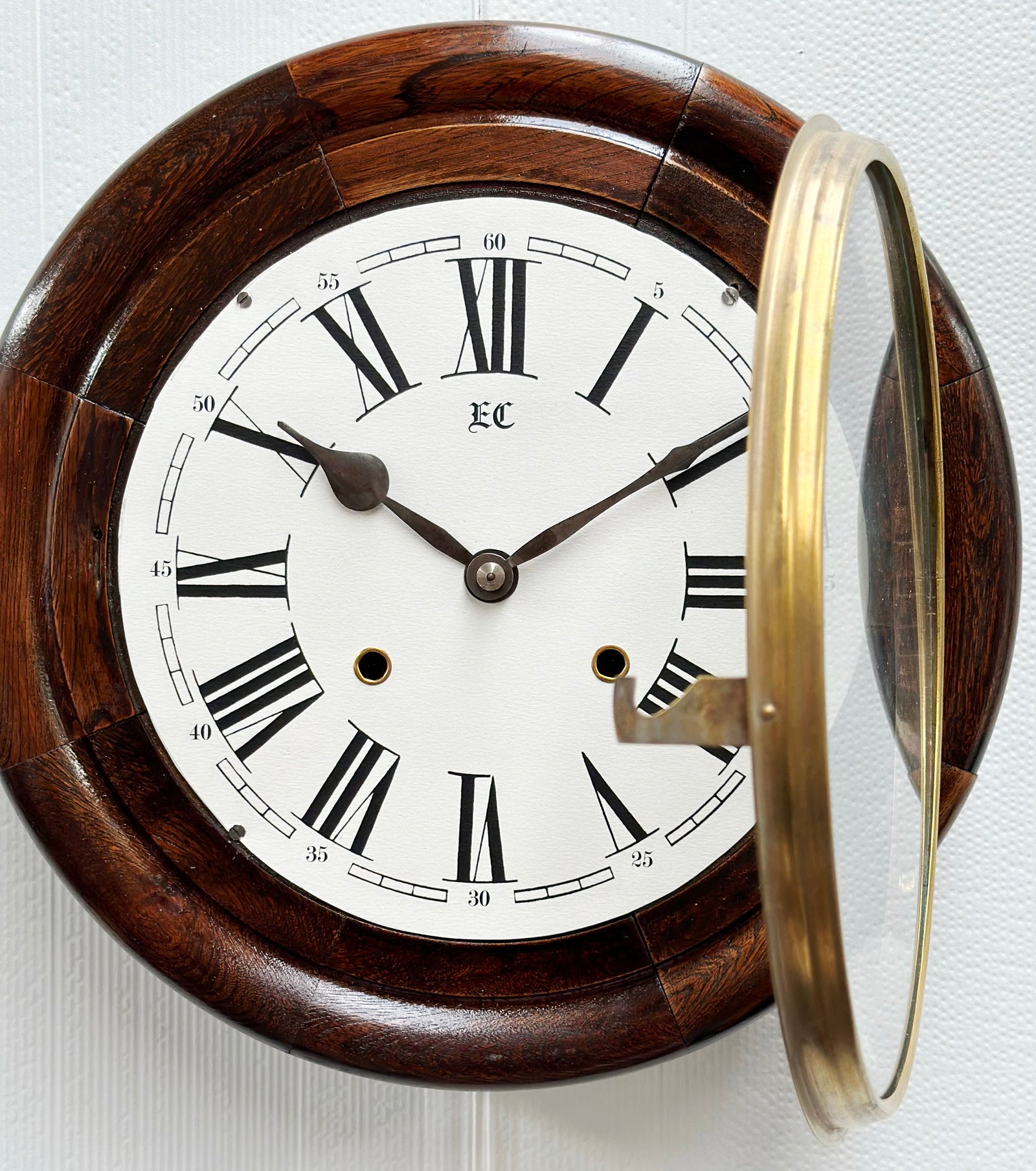 Antique Round Station Drop Dial Hammer on Coil Chime Wall Clock ...
