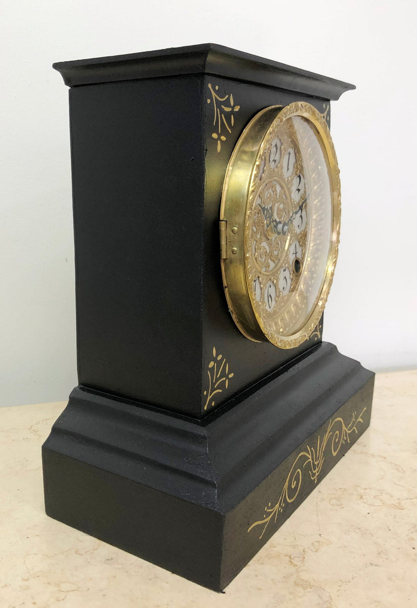 Antique ANSONIA Cast Iron Quartz Battery Mantel Clock | Adelaide Clocks