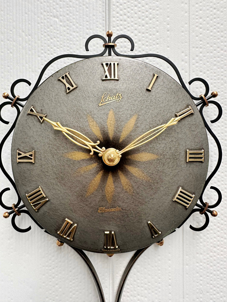 Vintage SCHATZ Elexacta Metal Battery Wall Clock | Adelaide Clocks