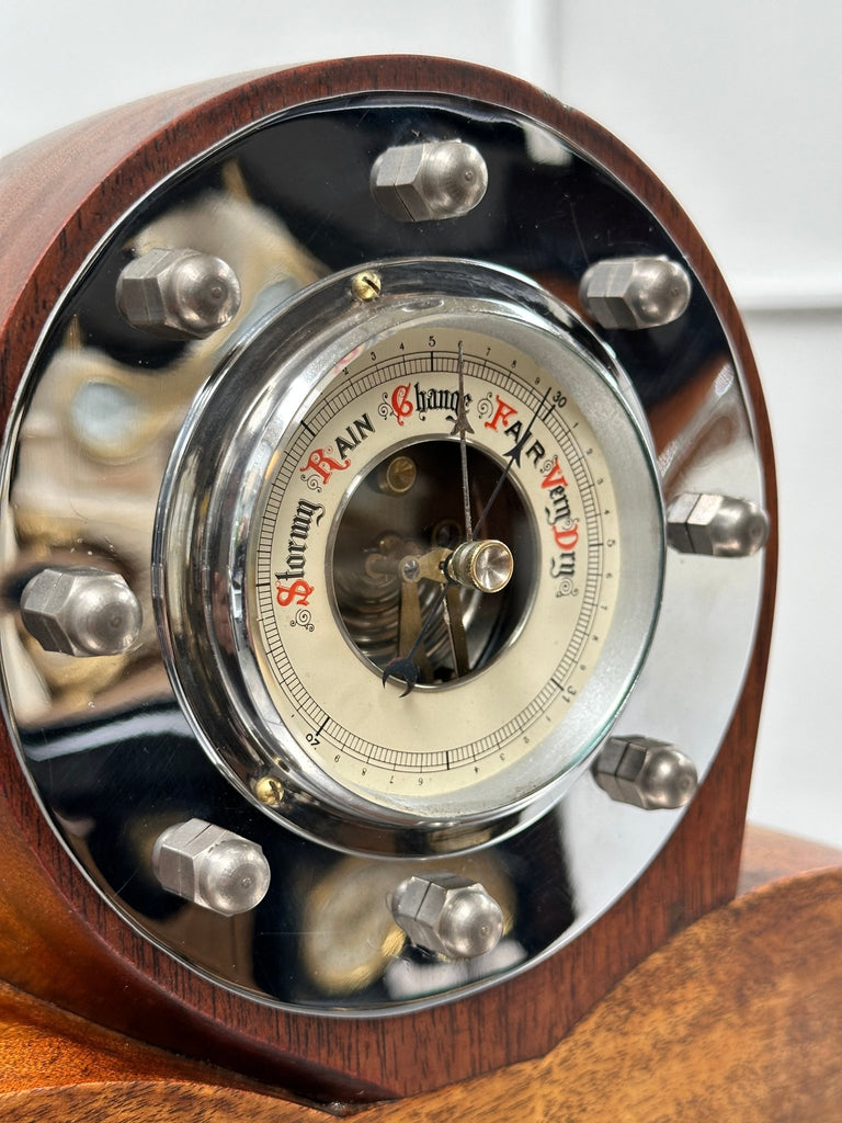 Vintage Wooden French Barometer Mantel | Adelaide Clocks