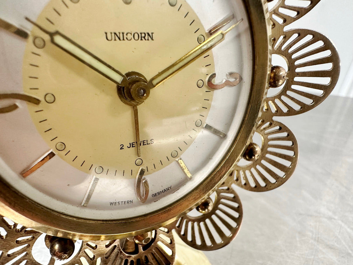 Vintage UNICORN German Starburst Petite Desk Alarm Clock | Adelaide Clocks