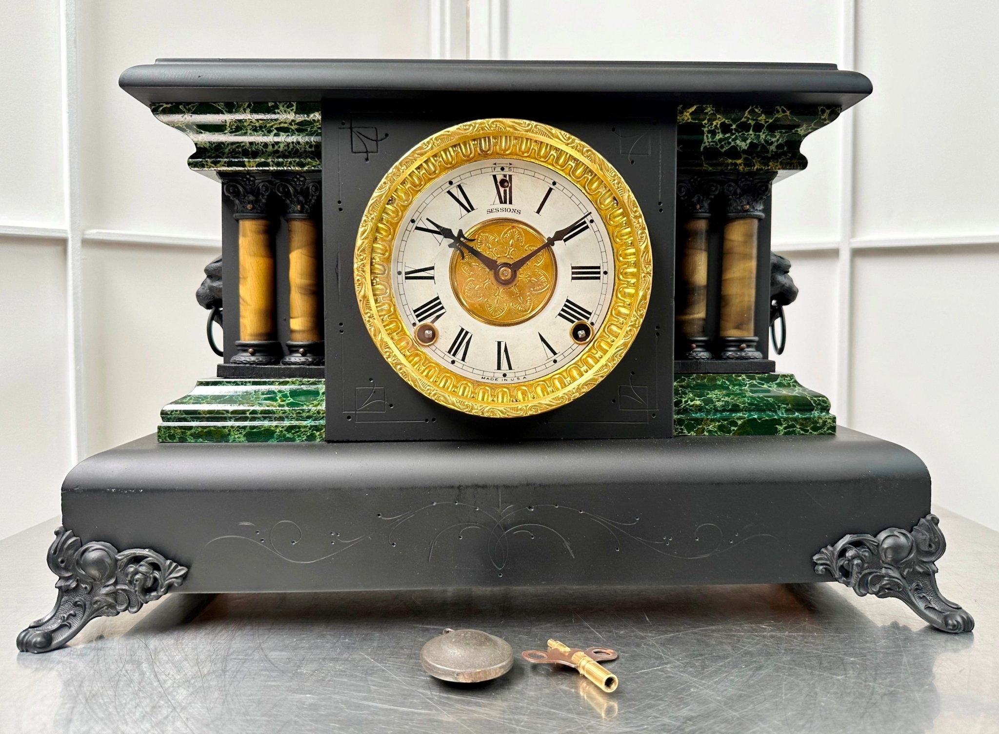 Antique Sessions Hammer on Bell and Coil Strike Mantel Clock | Adelaide ...