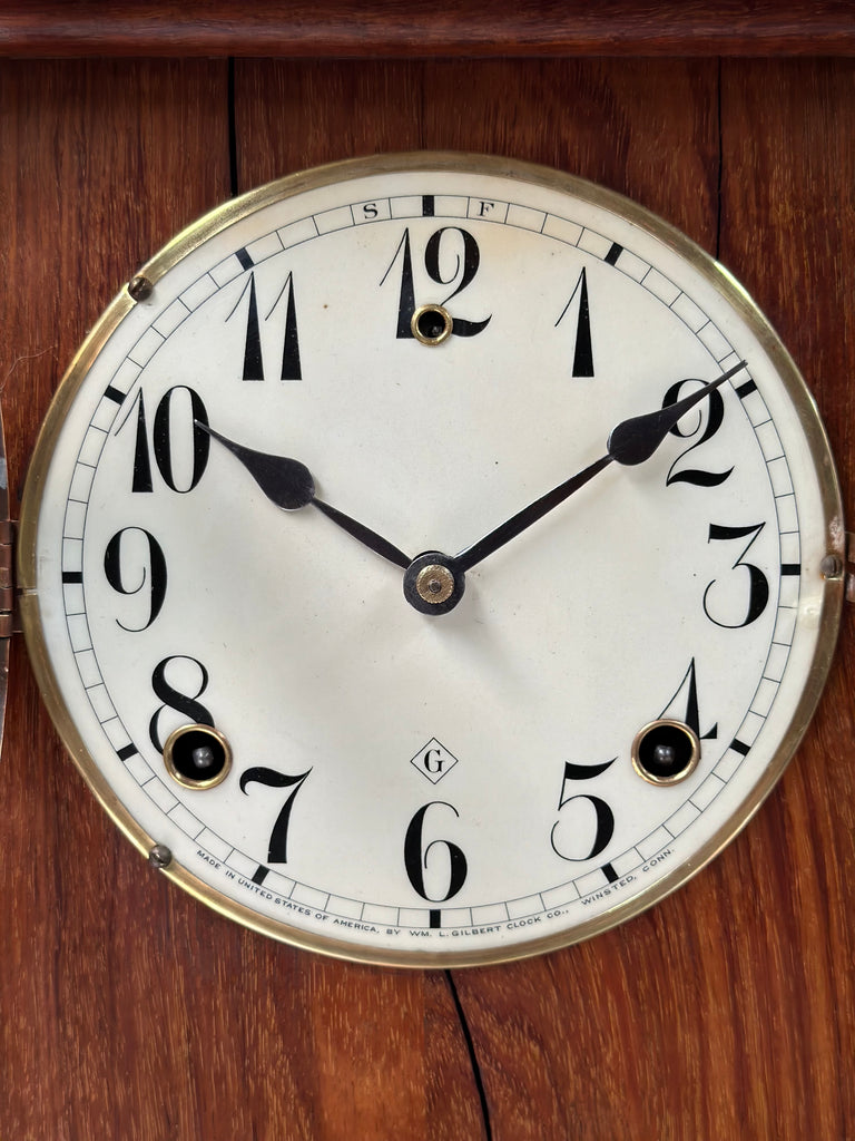 Antique GILBERT U.S.A Bell Chime and Hammer on Coil Strike Mantel Clock ...