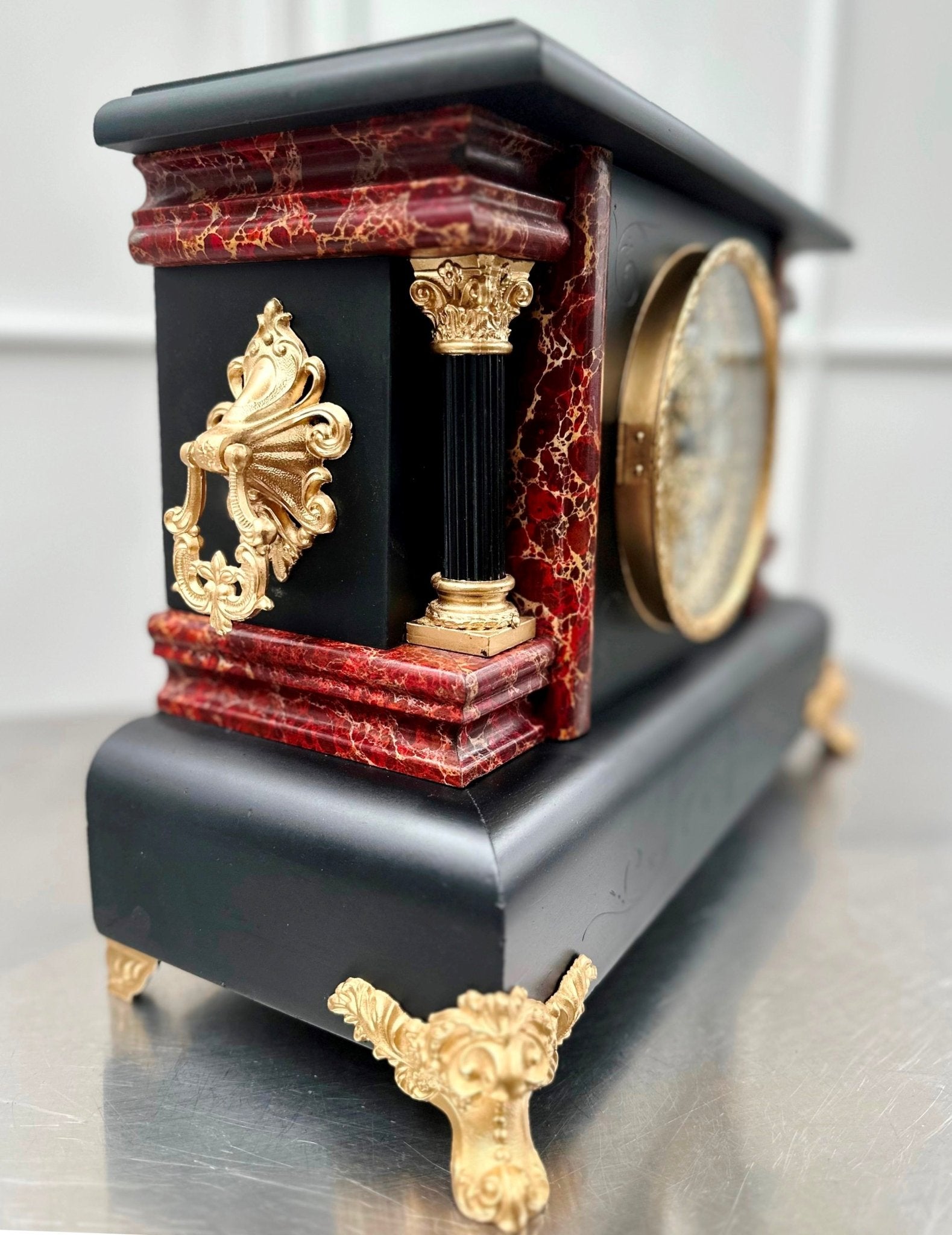 Antique Sessions Bell Chime Hammer on Coil Strike Mantel Clock ...