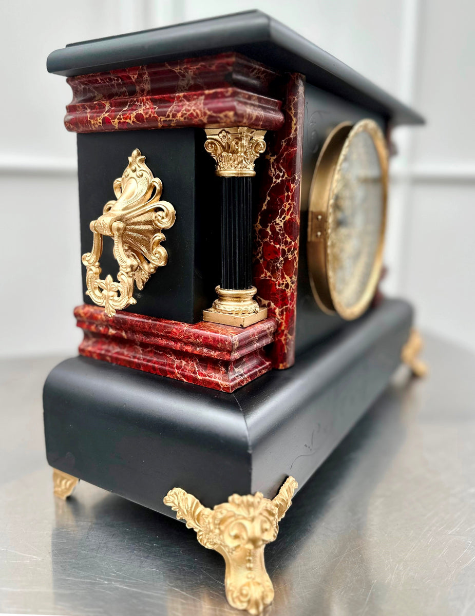 Antique Sessions Bell Chime Hammer on Coil Strike Mantel Clock ...