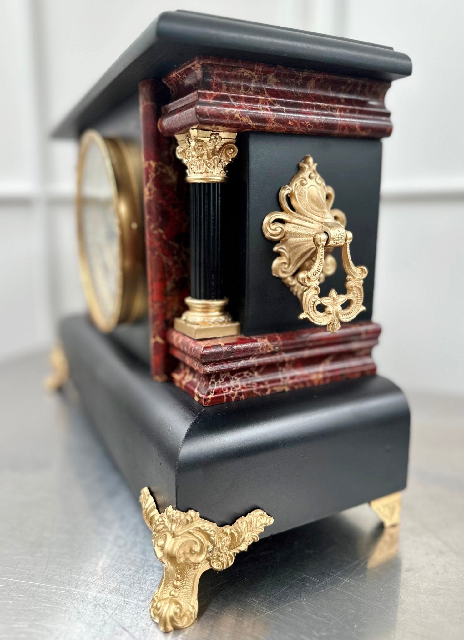Antique Sessions Bell Chime Hammer on Coil Strike Mantel Clock ...