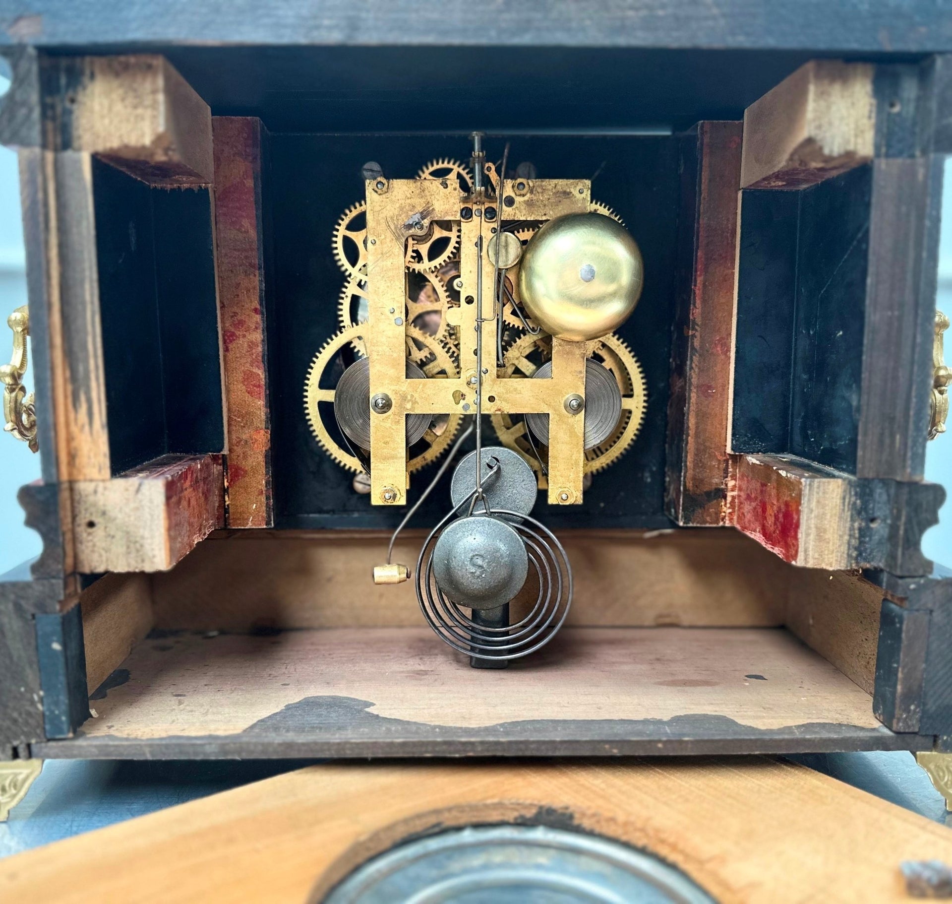 Antique Sessions Bell Chime Hammer on Coil Strike Mantel Clock ...