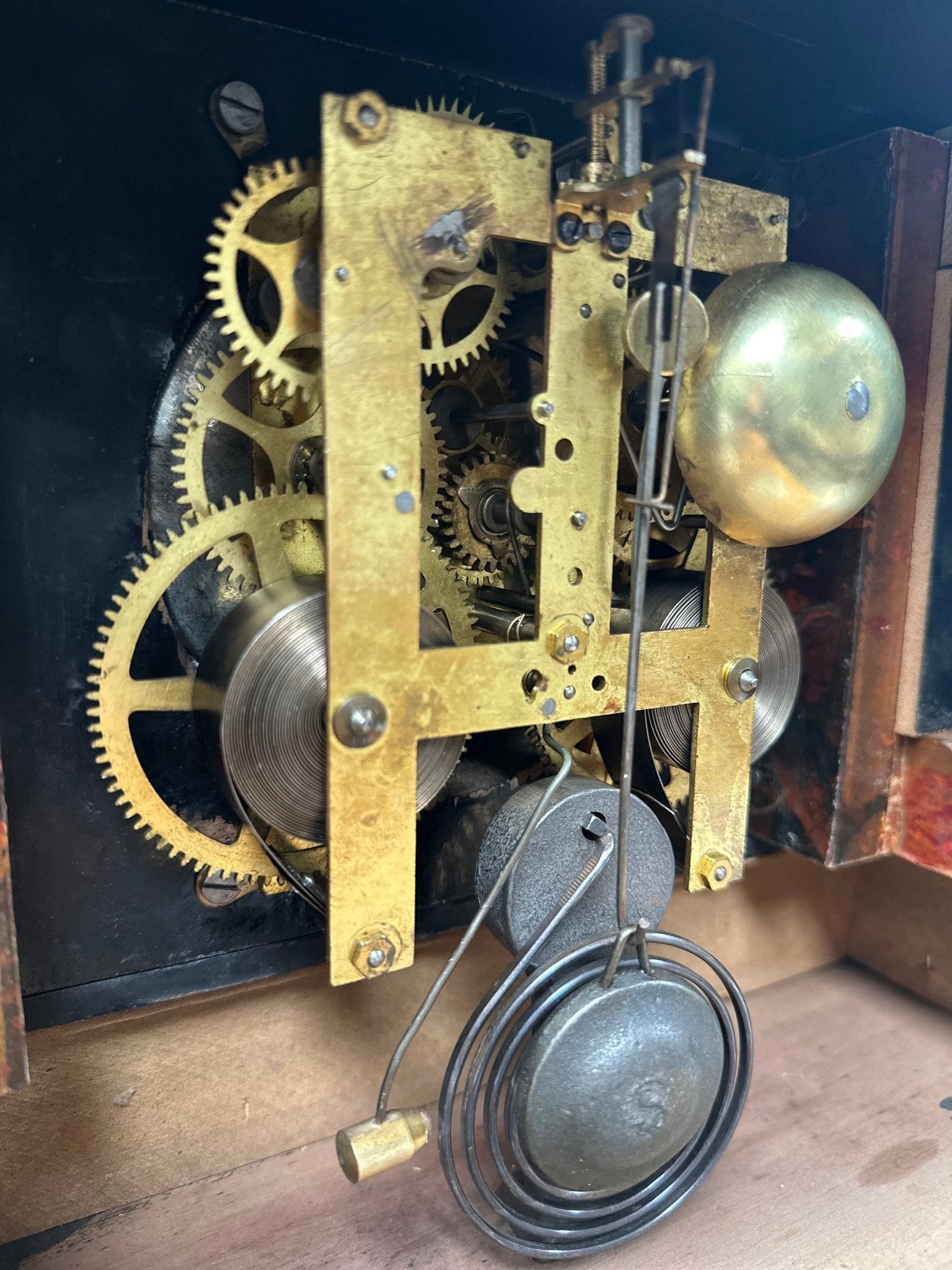 Antique Sessions Bell Chime Hammer on Coil Strike Mantel Clock ...