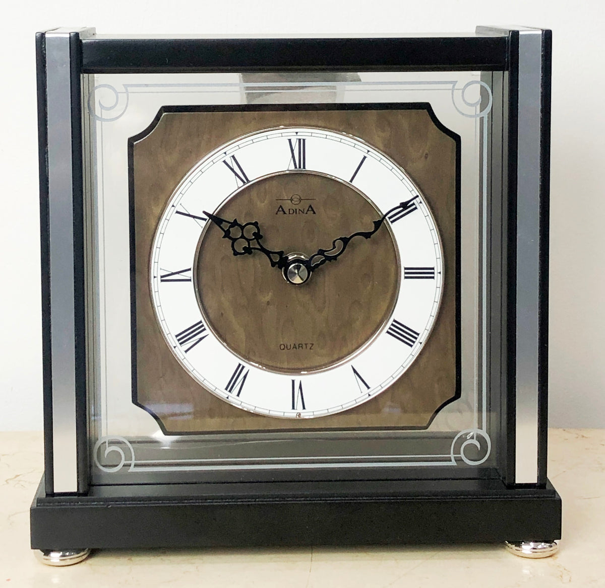 NEW Black Wooden Adina Quartz Mantel Clock | Adelaide Clocks