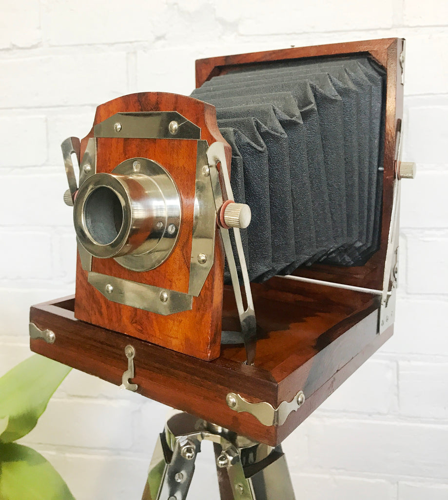 Vintage Folding Camera on Tripod Stand | Adelaide Clocks