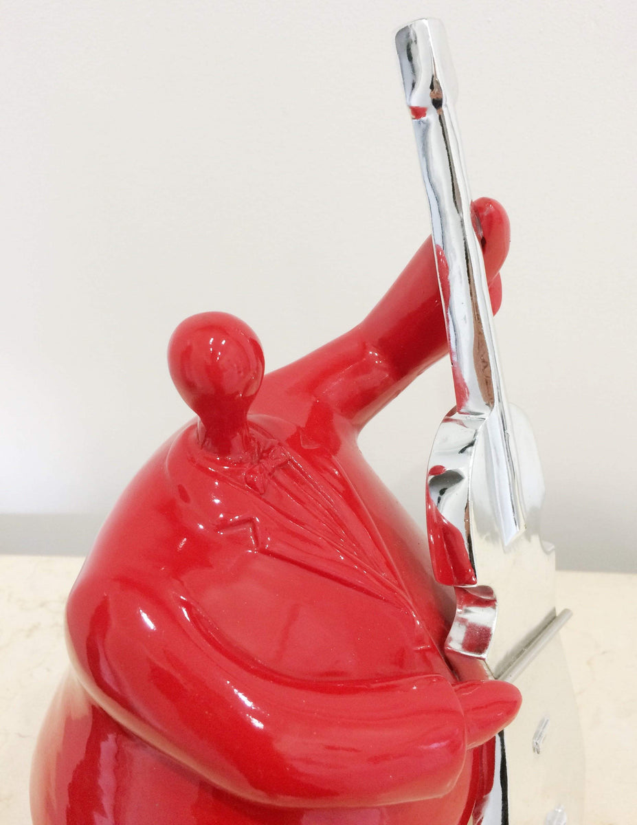 RED Cello Jazz Player Sculptured Ornament | Adelaide Clocks
