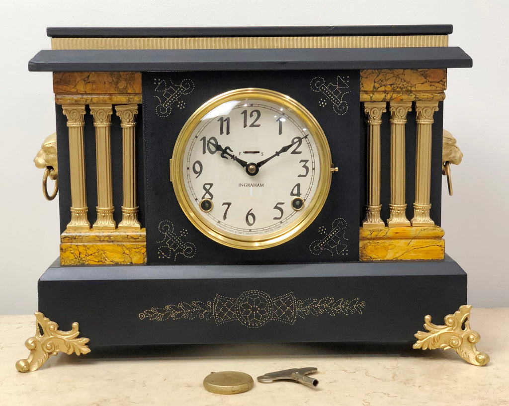 Antique Ingraham Bell and Hammer Chime Mantel Clock | Adelaide Clocks