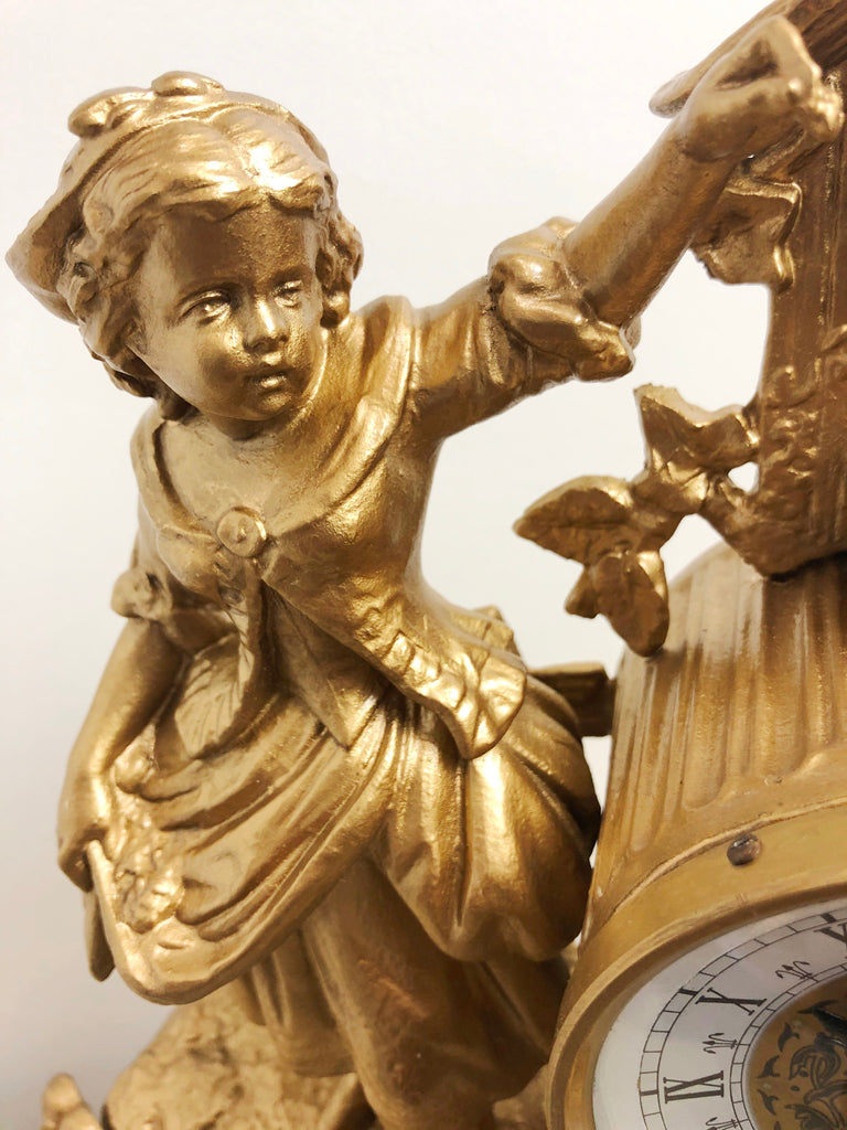 Antique Figural Spelter Quartz Battery Mantel Clock | Adelaide Clocks