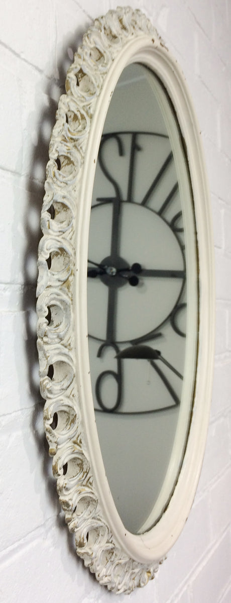 Vintage Rustic White Mirror | Adelaide Clocks