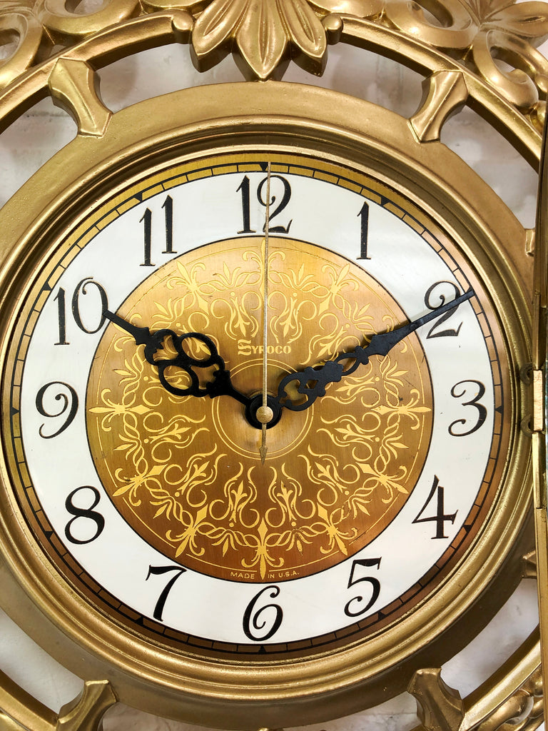 Vintage Gold Ornate Starburst Battery Wall Clock | Adelaide Clocks
