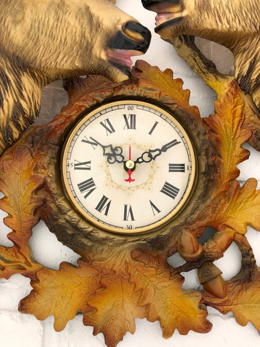 Vintage Stag Deer Heads Battery Wall Clock | Adelaide Clocks