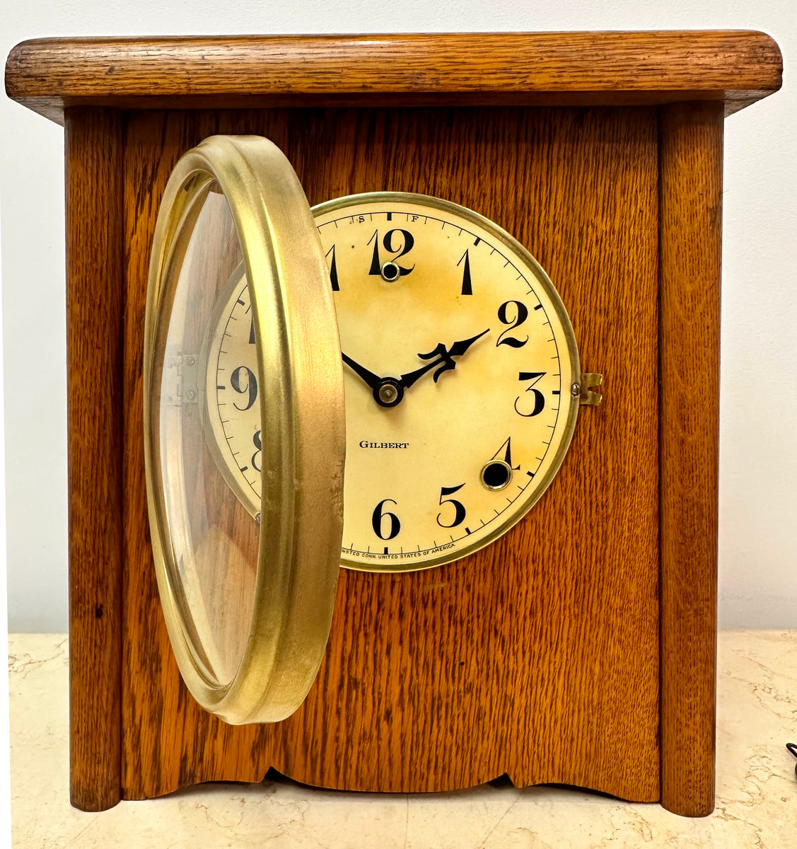 Antique GILBERT U.S.A Hammer on Coil Chime Mantel Clock | Adelaide Clocks