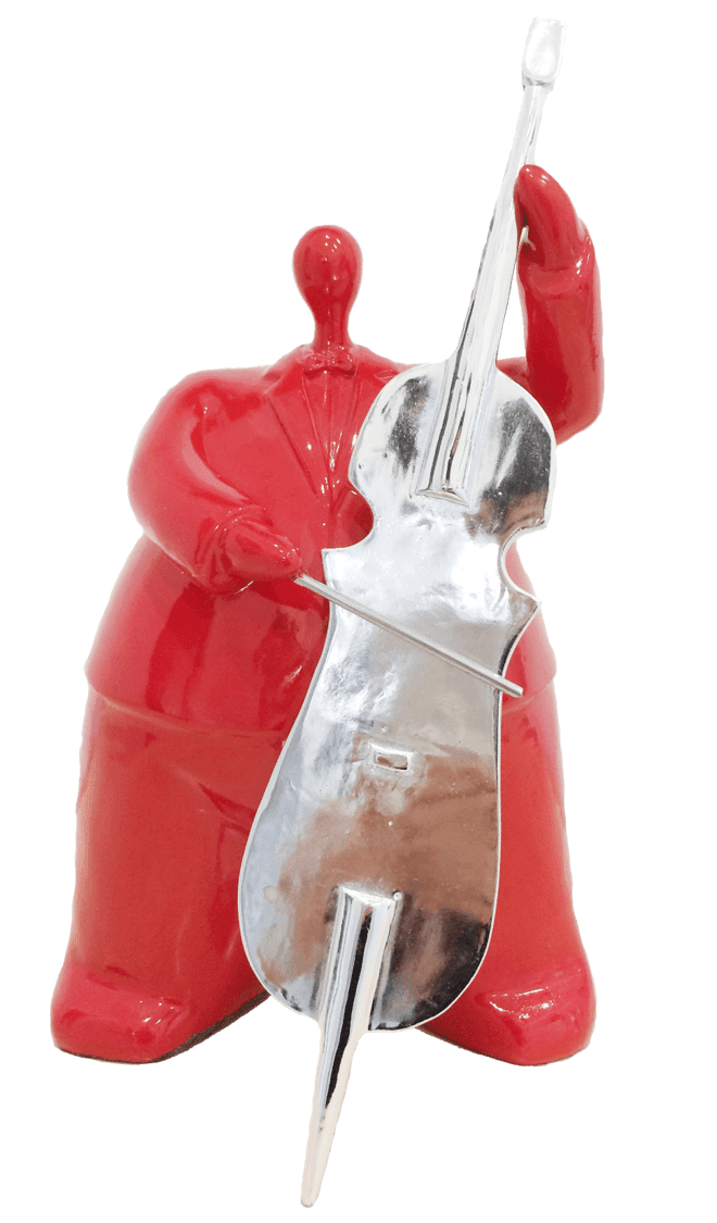 RED Cello Jazz Player Sculptured Ornament | Adelaide Clocks